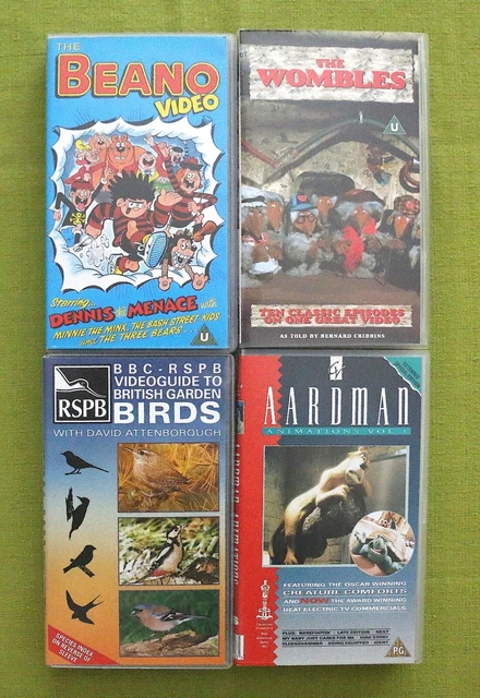 BUNDLE OF 4X VHS Tapes - Beano, Wombles, Aardman (inc Creature Comforts ...