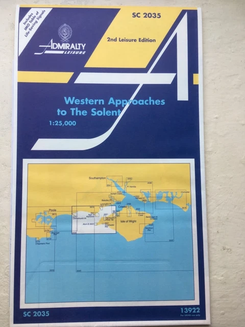 ADMIRALTY SAILING CHART UNUSED South Coast Western Approaches Solent ...