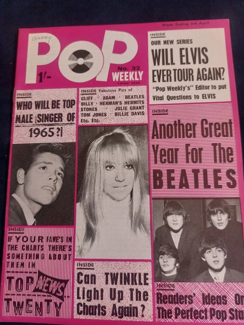 VINTAGE POP WEEKLY Magazine 3 APRIL 1965 Hermits Beatles Cliff Twinkle ...