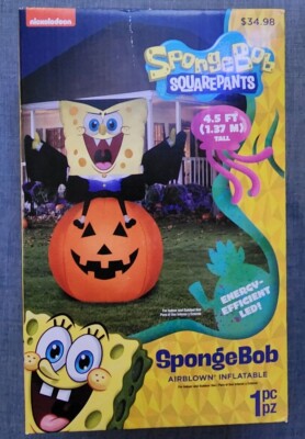 SPONGEBOB VAMPIRE PUMPKIN Halloween Inflatable 4.5 ft Tall FREE ...