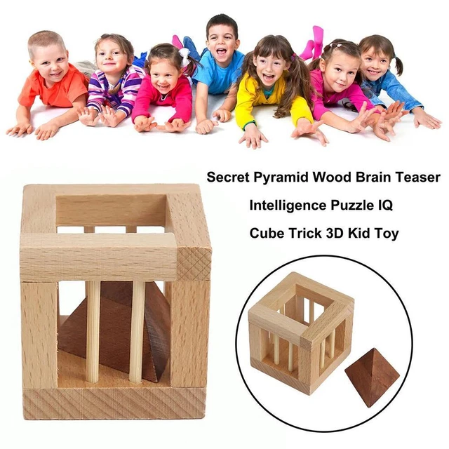 SECRET PYRAMID WOOD Brain Teaser Intelligence Puzzle IQ Cube Trick Kid Toy~ £4.87 - PicClick UK