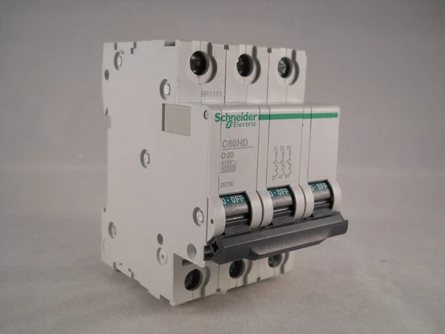 SCHNEIDER MCB 20 Amp Triple Pole 3 Phase Type D 20A C60HD320 Merlin Gerin 25730 £27.95 - PicClick UK