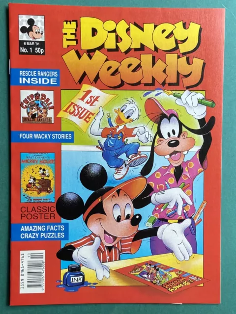 DISNEY WEEKLY #1 First Issue Retro NM (Fleetway 1991) Rare Mickey Mouse ...