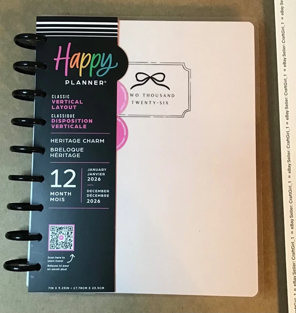 NEW! HAPPY PLANNER 2026 “HERITAGE CHARM” Classic VERTICAL Layout 12-Mo ...