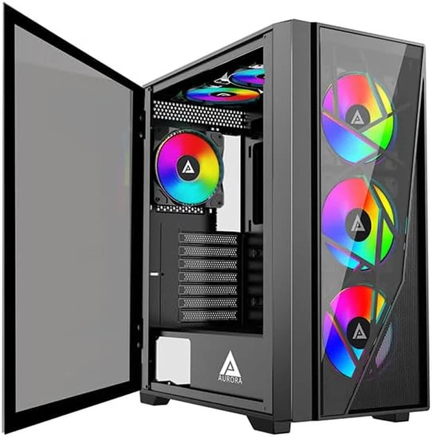 AURORA-BK AURORA MID Tower Gaming PC Case W/ 6X 120Mm PWM ARGB Fans ...