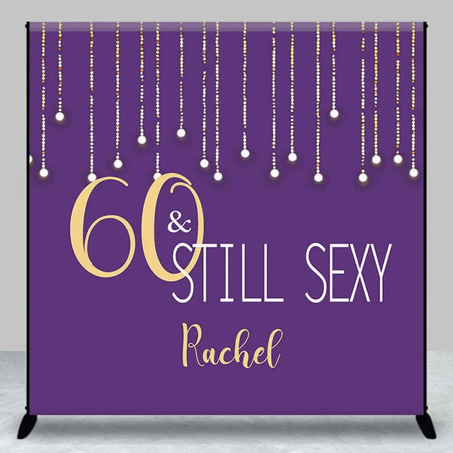 CUSTOM 60TH BIRTHDAY Purple Gold Photo Booth Backdrop $39.77 - PicClick AU