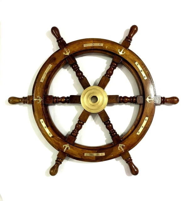 ROUE DE BATEAU en bois de 12 pouces fabriquée à la main nautique/décor... EUR 34,06 - PicClick FR