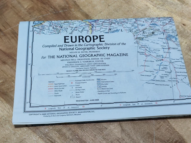VINTAGE NATIONAL GEOGRAPHIC Magazine June 1969 Europe Map £7.00 ...