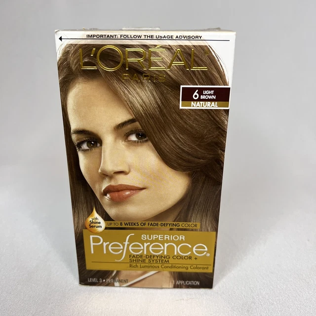 LOREAL PARIS SUPERIOR Preference Permanent Hair Color #6 LIGHT BROWN ...