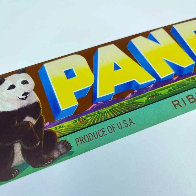 1940S PANDA BEAR Fruit Crate Label Ribiers Lacjac Farm Parlier CA FL3 £ ...