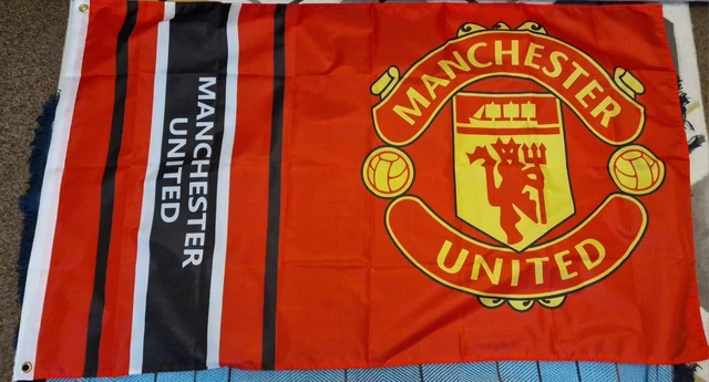 MANCHESTER UNITED FC LARGE FOOTBALL CLUB MAST FLAG OFFICIAL MUFC 5' X 3 ...