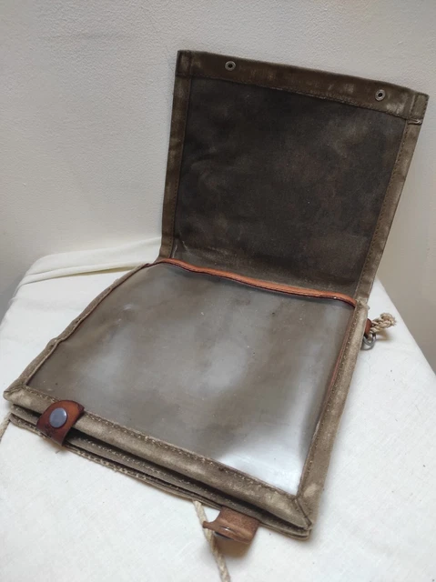 C VINTAGE SWEDISH M39 mapcase map case shoulder bag WW2 canvas leather ...