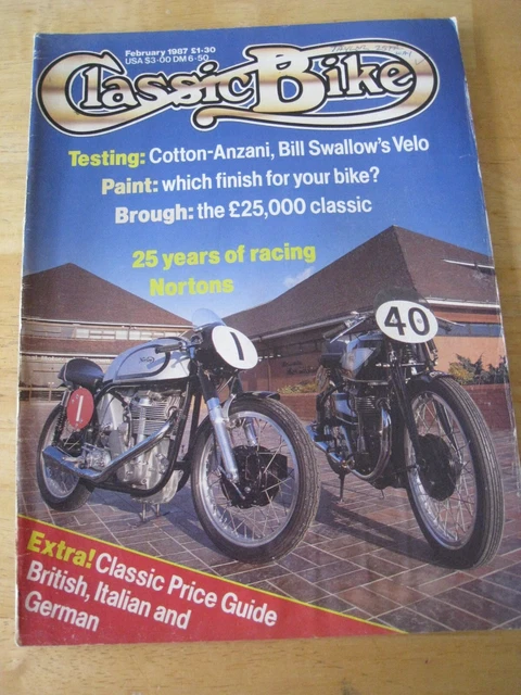 CLASSIC BIKE FEB 1987 Cotton-Anzani Bill Swallow Paint Finish Brough ...