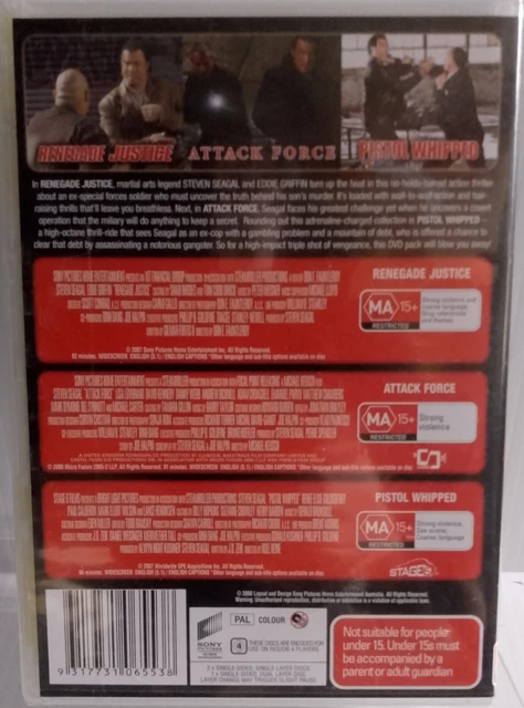STEVEN SEAGAL 3 DVDs *NEW SEALED* Renegade Justice Attack Force Pistol Whipped $30.00 - PicClick AU