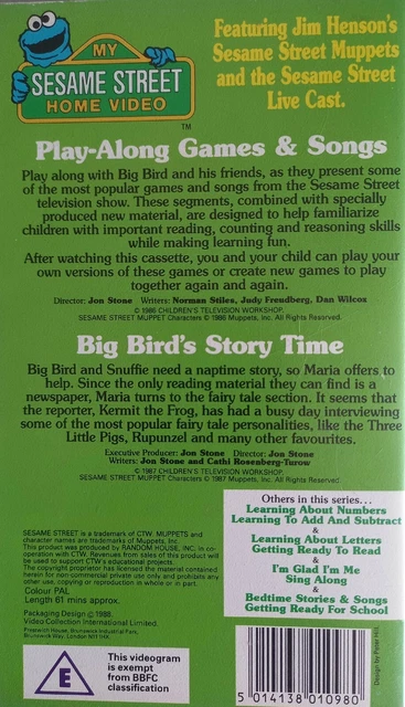 SESAME STREET PLAY-ALONG Games & Songs and Big Bird's Story Time VHS ...