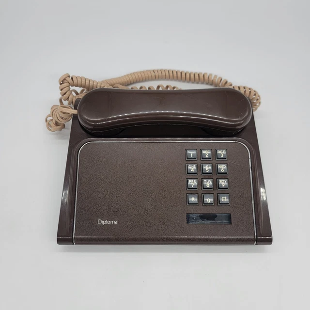 VINTAGE 70S NORTHERN Telecom Diplomat Landline Desk Phone Brown Decor ...