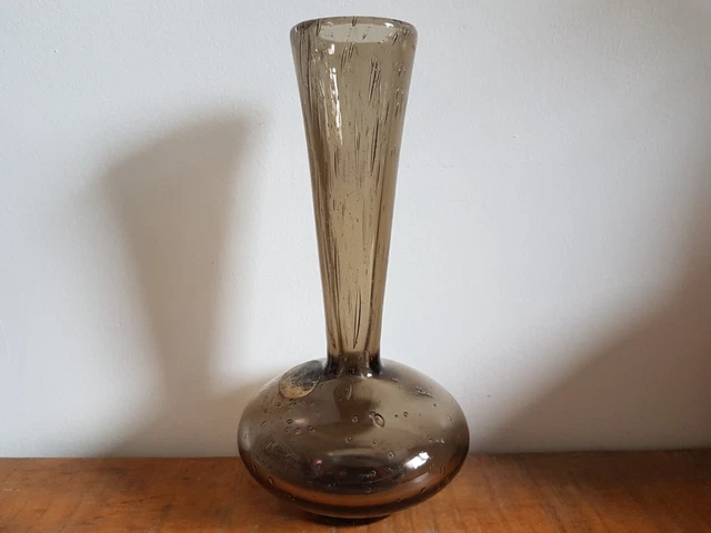 LA ROCHERE ANCIEN petit vase vintage en verre soufflé bullé fait main ...