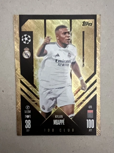 TOPPS MATCH ATTAX 2024/25 2025 Kylian Mbappe Real Madrid 100 Club Foil ...