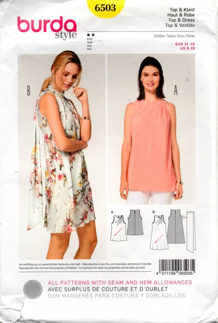 BURDA STYLE SEWING Pattern 6503 Misses Dress Top and Scarf Size 8-20 ...
