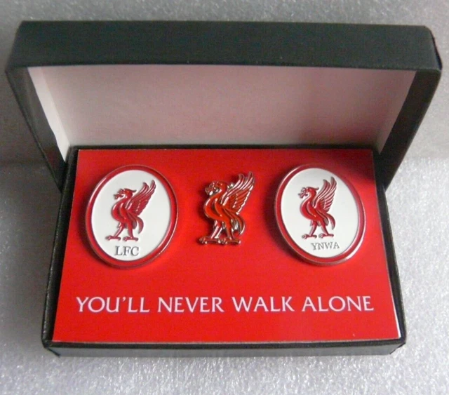 LIVERPOOL PIN BADGE set. You'll never walk alone. Boxed. 3 assorted ...