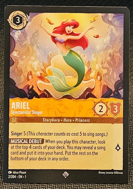 DISNEY LORCANA - Ariel - Spectacular Singer 2/204 Super Rare [Non-Foil ...