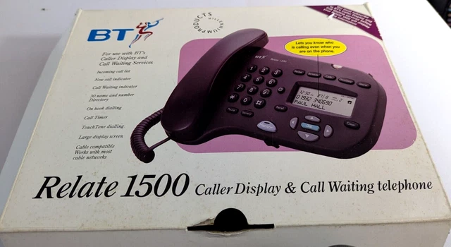 BT RELATE 1500 Grey Caller Display & Call Waiting Telephone Boxed ...