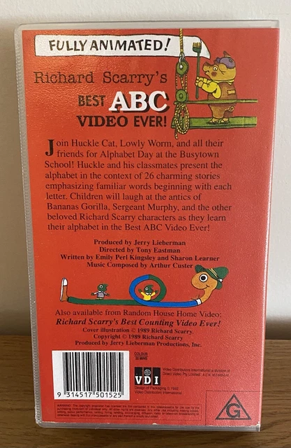 RICHARD SCARRY'S VHS Best ABC Video Ever - 1989 Tested Tape PAL First ...