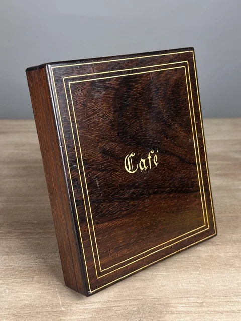 ANCIEN COFFRET ÉTUI plaquage Palissandre boite cuillère à CAFÉ Table ...
