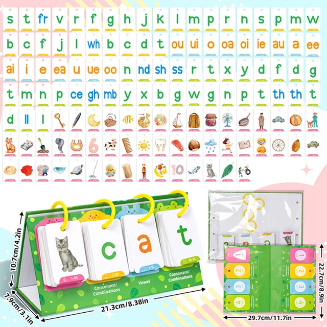 KIDS CVC WORDS Flashcards Phonics Flip Chart Word Builder Sight Words ...