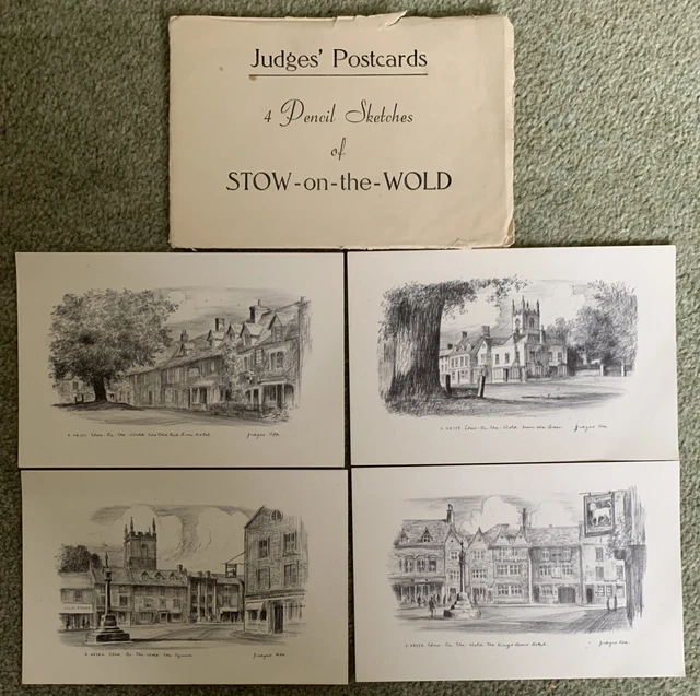 JUDGES POSTCARDS 4 Pencil Sketches Of Stow-On-The-Wold. Cotswolds Art ...