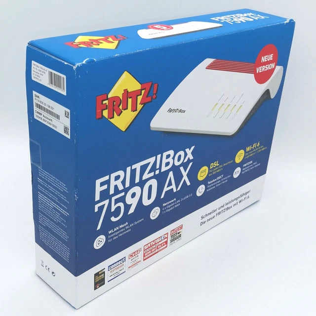 AVM FRITZ!BOX 7590 AX V2 WiFi 6 WLAN Router / Dual-Band (20002998) NEU ...