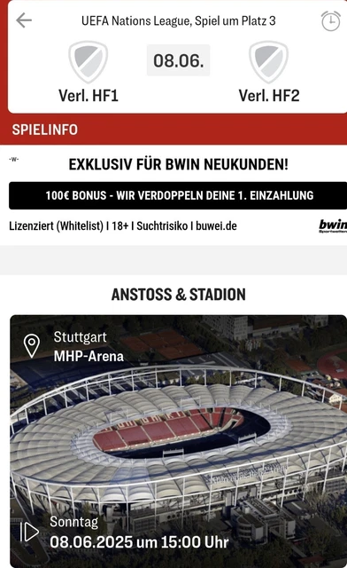 NATIONS-LEAGUE SPIEL UM Platz 3 in Stuttgart EUR 200,00 - PicClick DE