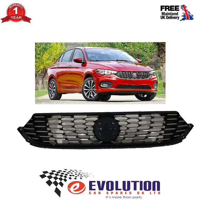 FRONT BUMPER CENTER Chrome Grille Black Fits Fiat Tipo 2015 Onwards ...