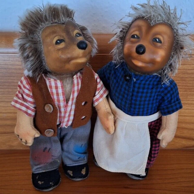 VINTAGE STEIFF TIER Mecki und Micki Figur Igel Paar Spielzeug 50er 60er ...
