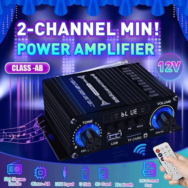 DIGITAL BLUETOOTH AMPLIFIER 12V Home Car 2 Channel HIFI Sound Speaker ...