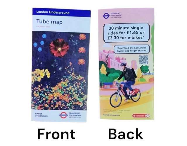 LONDON UNDERGROUND TUBE Map December 2023 2 Pack +1 Free Map TFL New ...