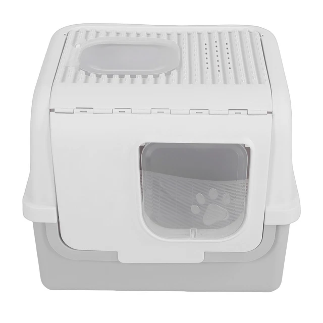 EXTRA LARGE CAT Litter Box 3 In 1 With Lid Scoop Grooming Brush Channel ...