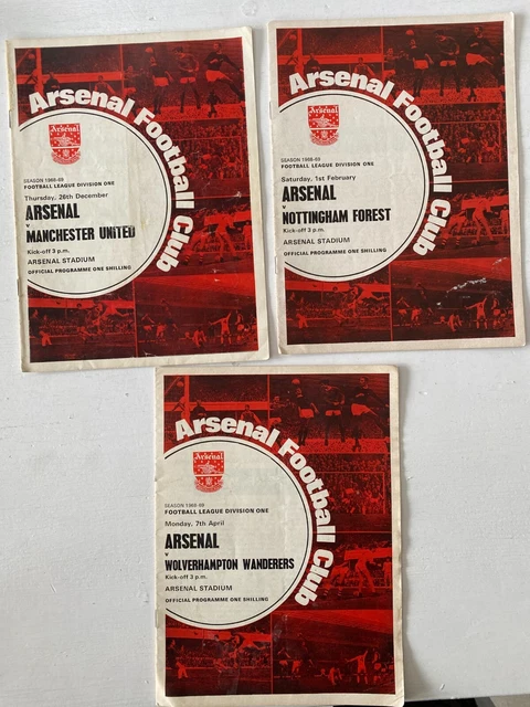ARSENAL JOB LOT of 1st Team Home Programmes 1968/69 £0.99 - PicClick UK