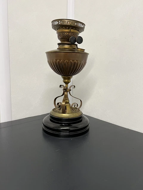 ANTIQUE VICTORIAN OIL lamp Arts & crafts double sunshine F Button C ...
