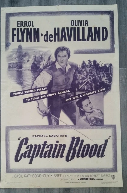 CAPTAIN BLOOD 1935 R/R. Original Errol Flynn One Sheet Movie Poster. £ ...