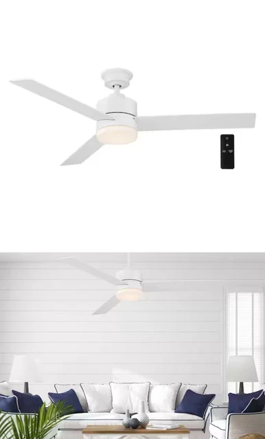 HAMPTON BAY MADISON 52 in Integrated LED Soft Oak Glazed/Matte White ...