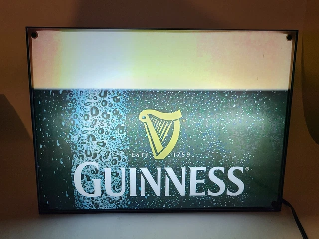 GUINNESS BEER LIGHTED Sign Light Box Bar Pub Tavern Mancave Decor 18.5 ...