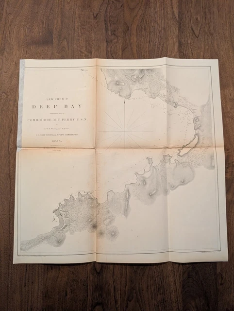 RYUKYU NAGO BAY Nautical Chart 1853 Lithograph Deep Bay, Old Map, 52x43 ...