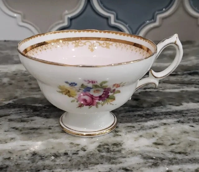VINTAGE HAMMERSLEY FLORAL Pink Pedestal Teacup Golden Rim 3432 F ...