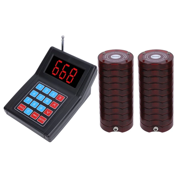 EU PLUG RED Restaurant Pagers 20 Order Buzzers For Servers Wireless ...