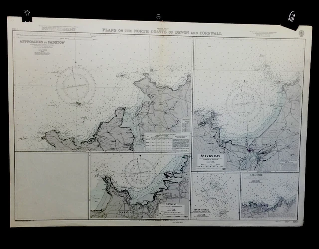 VINTAGE ADMIRALTY CHART. No. 1168. NORTH COASTS of DEVON, CORNWALL ...