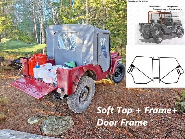 HALF SOFT TOP + Frame +Door Frame For Willys Jeep CJ2A-High Quality ...