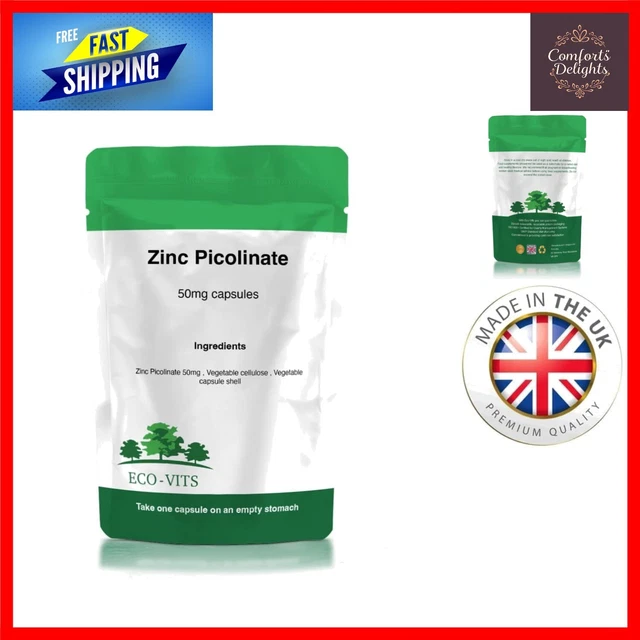 ECO-FRIENDLY ZINC PICOLINATE 50mg - 240 Capsules for Immune & Fertility ...