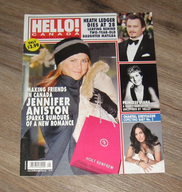 HELLO CANADA MAGAZINE Jennifer Aniston HEATH LEDGER Princess Diana ...