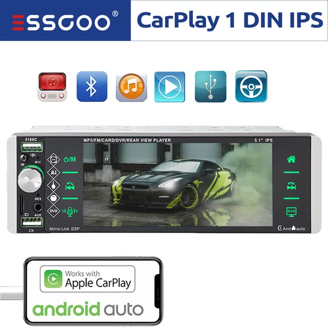 ESSGOO AUTORADIO 1 DIN Con Schermo Bluetooth Apple Carplay/Android Auto AUX USB EUR 59,99 ...
